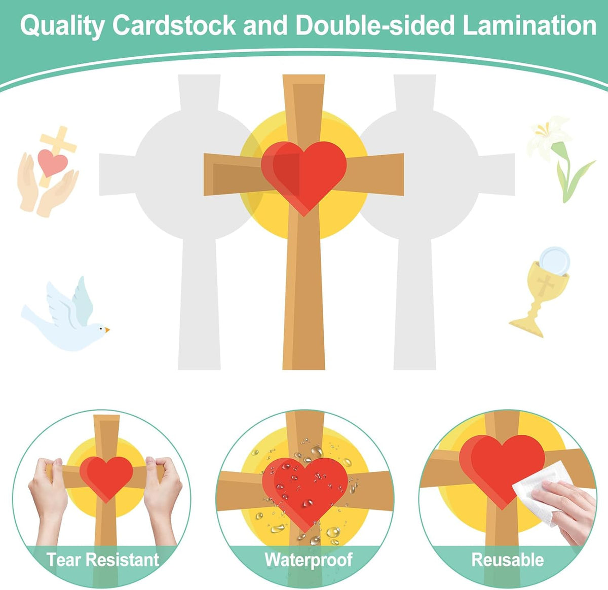 Christian Jesus Bulletin Board Decoration Set Religious Cross Bible ...