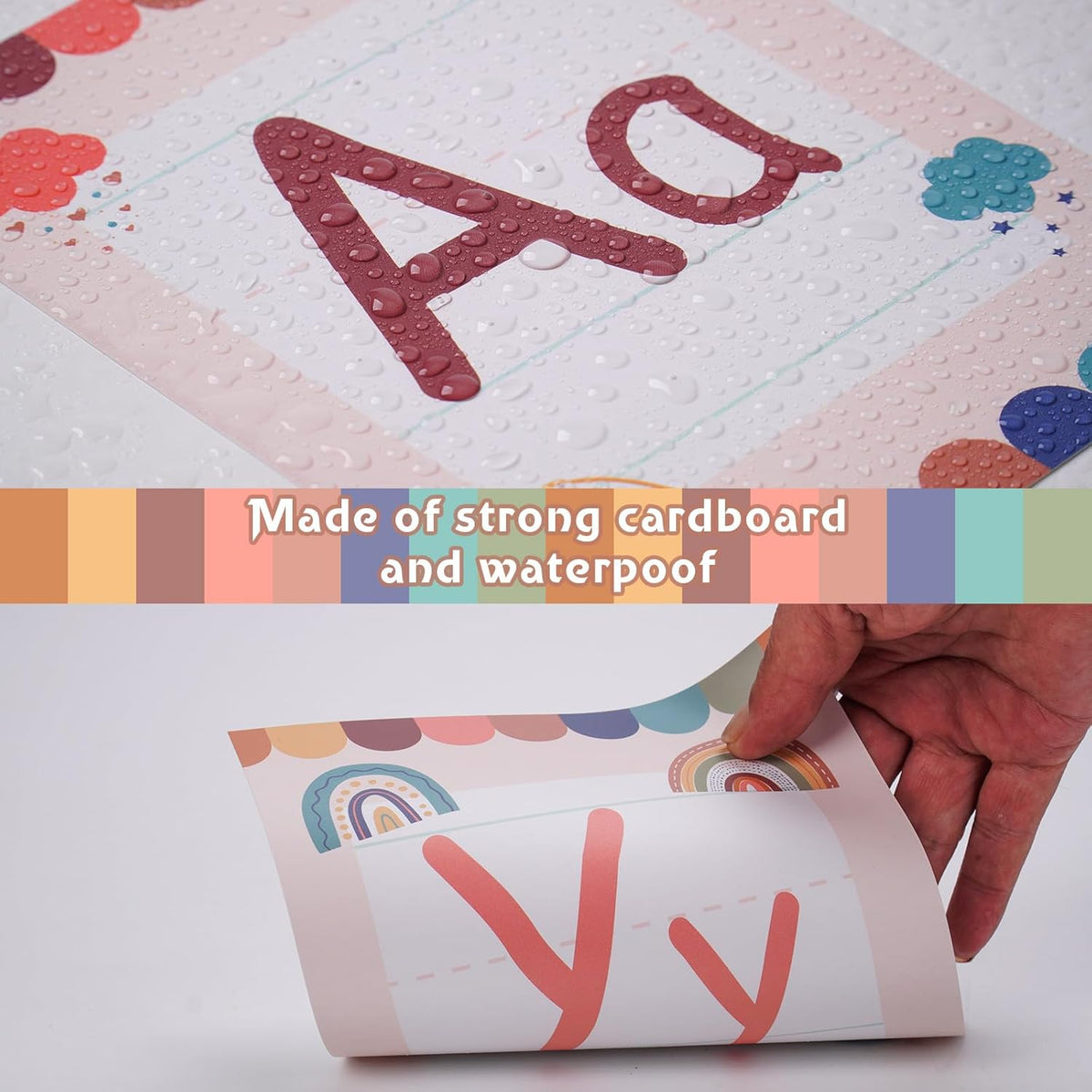 57 PCS Alphabet Number Bulletin Board Set, Boho Rainbow Early Learning ...