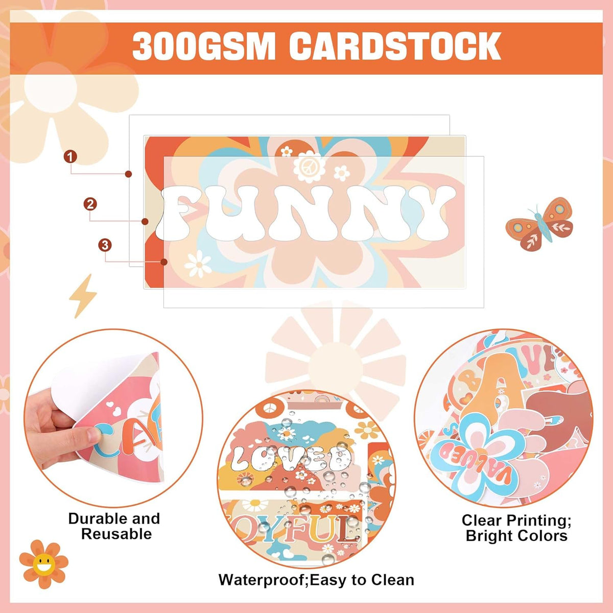 Boho Bulletin Board Decorations,Groovy Affirmation Station Bulletin ...