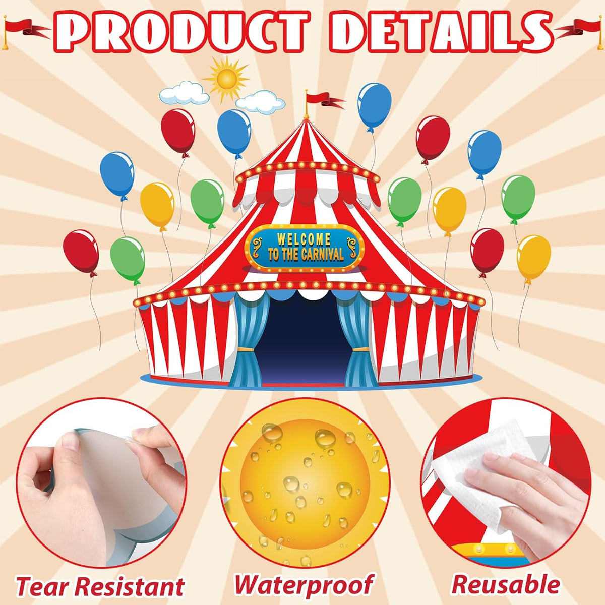 gisgfim Circus Decorations Carnival Party Bulletin Board Cutouts for ...
