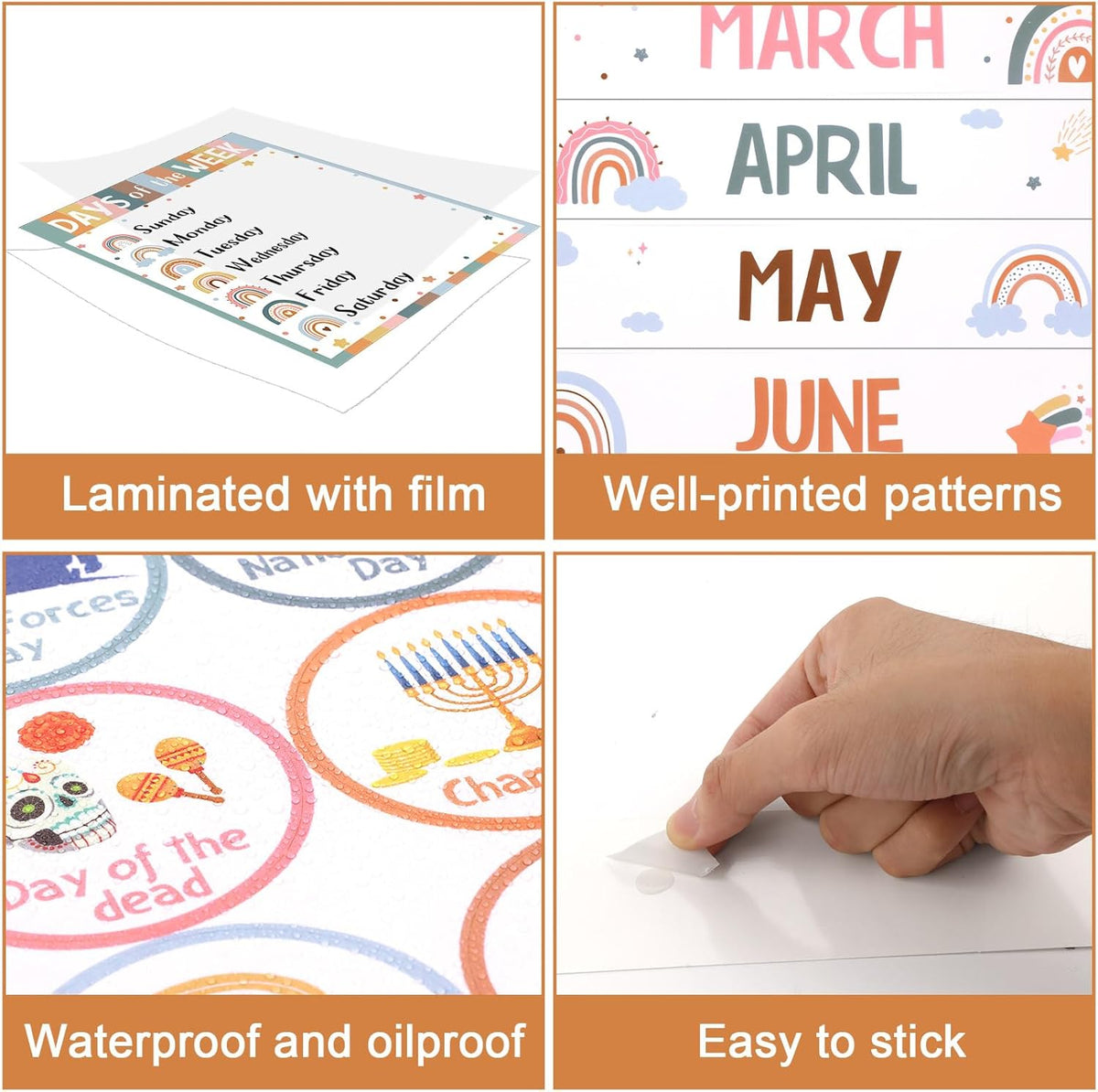 Boho Rainbow Classroom Calendar Set Bulletin Board Sets for Teachers ...