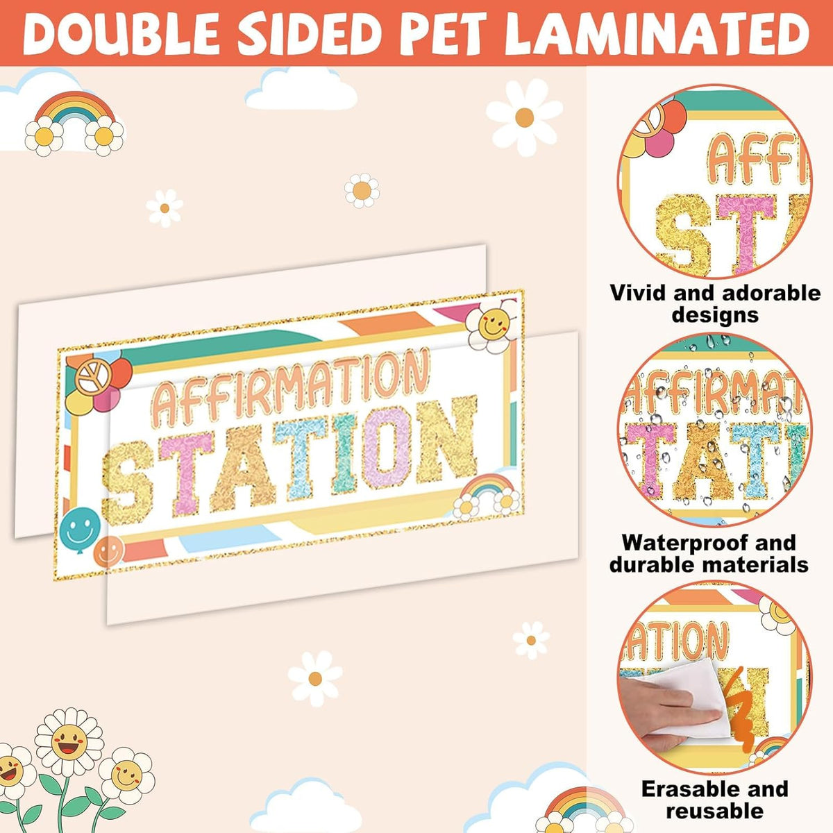 Hippie Affirmation Station Bulletin Board Set Groovy Bulletin Board for ...