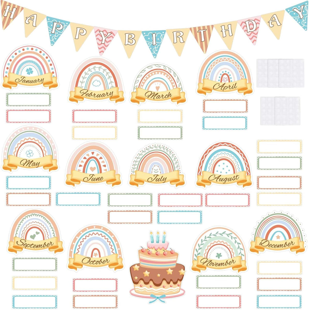 Boho Classroom Decor, Happy Birthday Bulletin Board Calendar ...