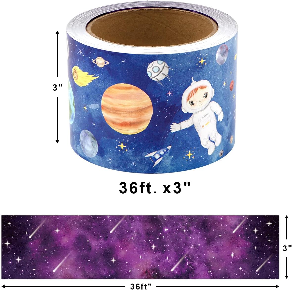 Planet Space Bulletin Board Border Double-Sided Watercolor Straight ...