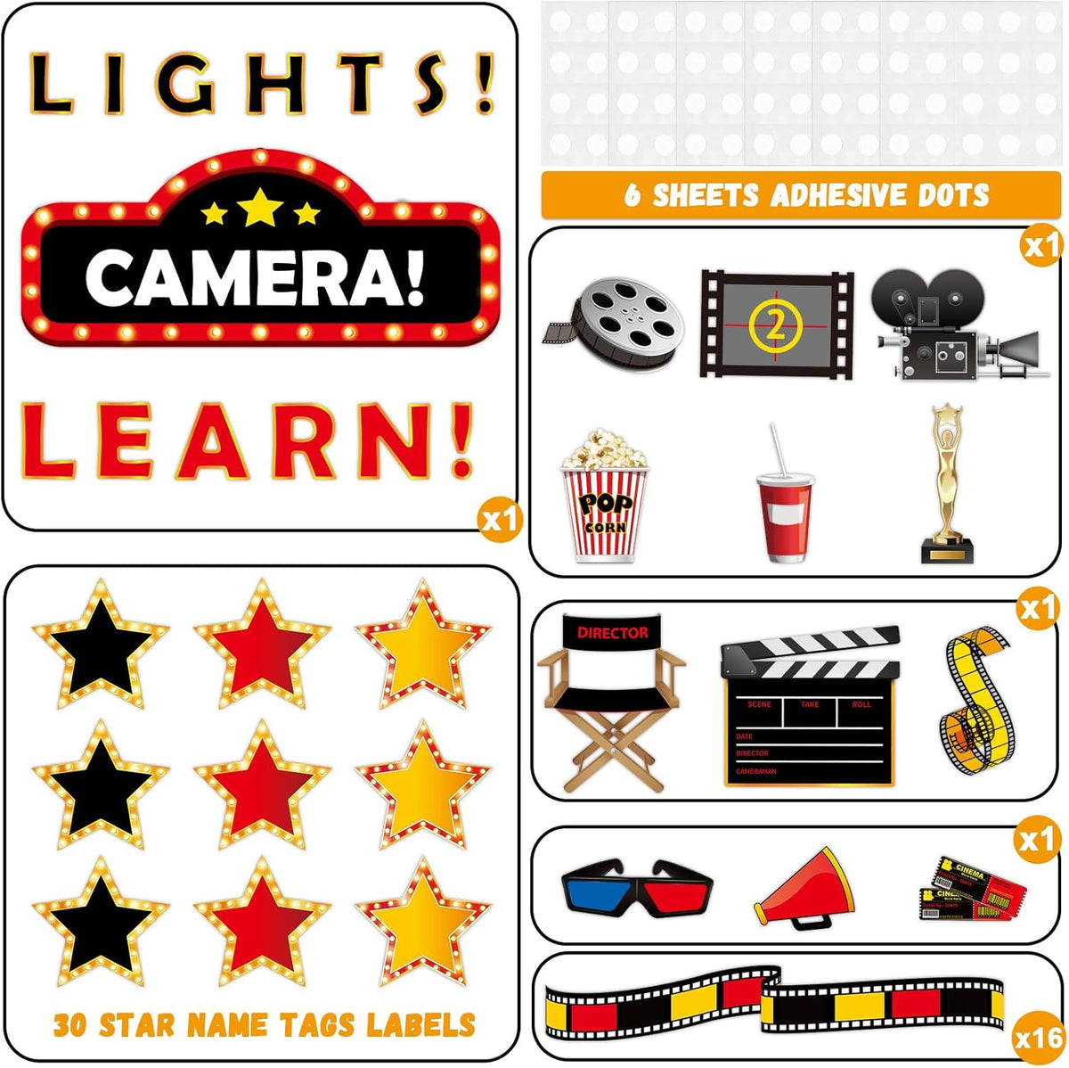 Movie Night Bulletin Board Classroom Decoration Set Motivational Movie ...