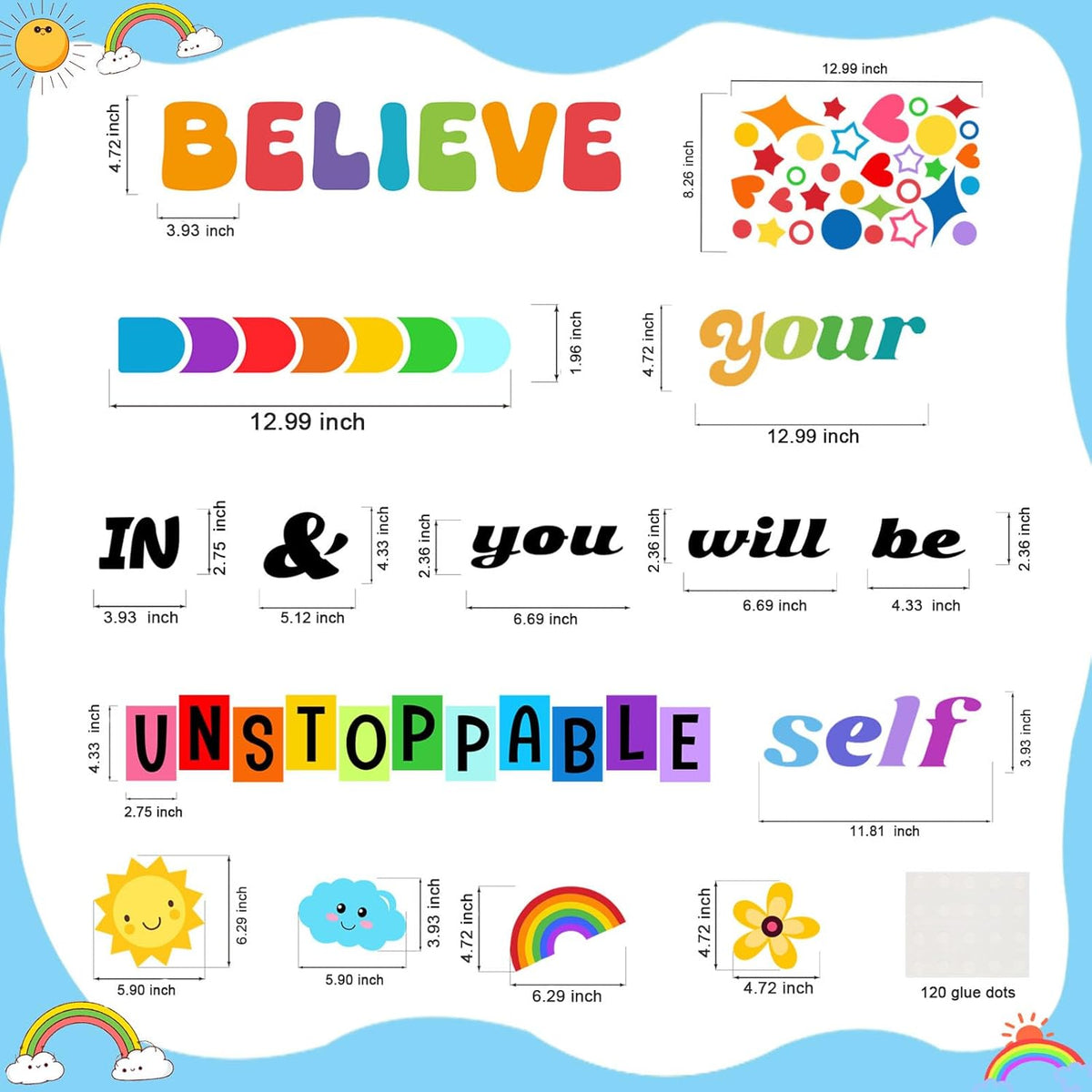BELIEVE in YOURSELF Classroom Bulletin Board Decoration Set ...