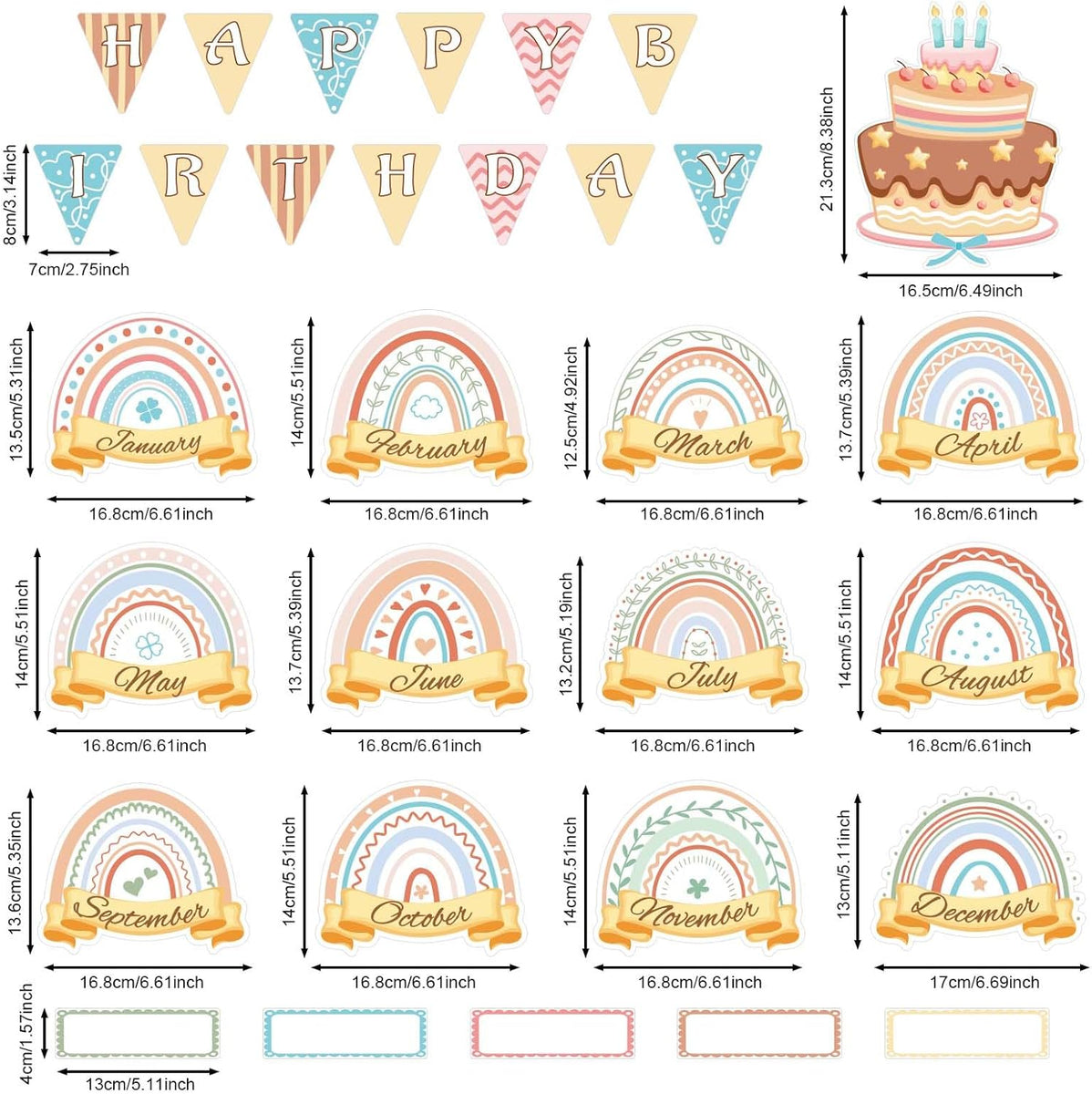 Boho Classroom Decor, Happy Birthday Bulletin Board Calendar ...