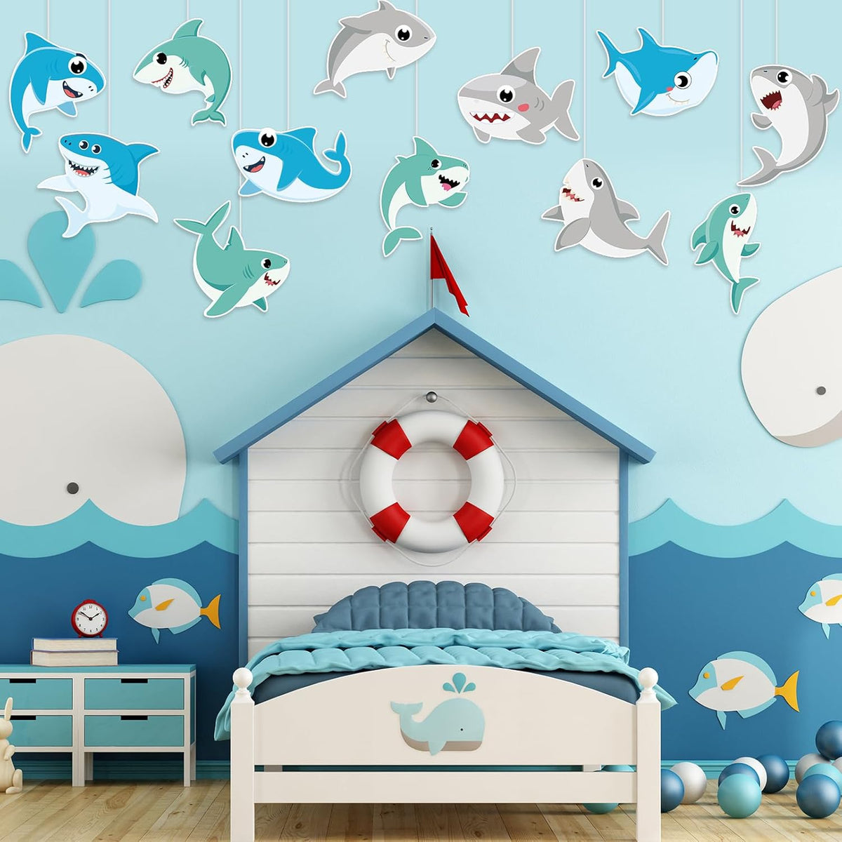 60 Pcs Shark Bulletin Board Cutouts Decorations Ocean Sea Animal ...