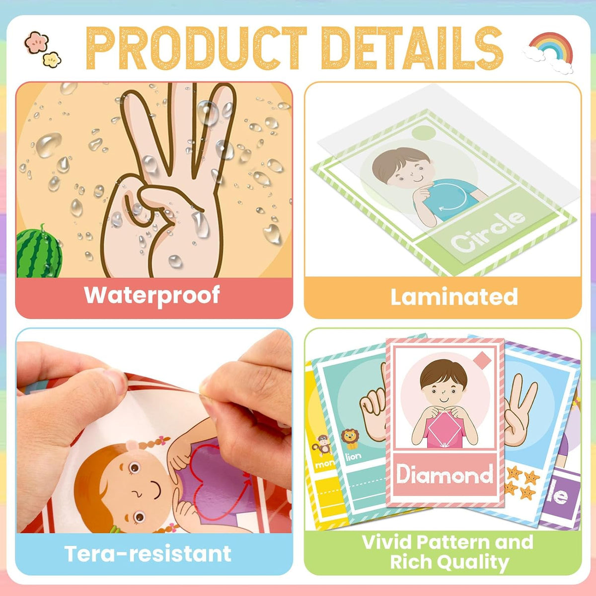 gisgfim 51Pcs ASL Alphabet Line Bulletin Board Set Sign Language Flash ...