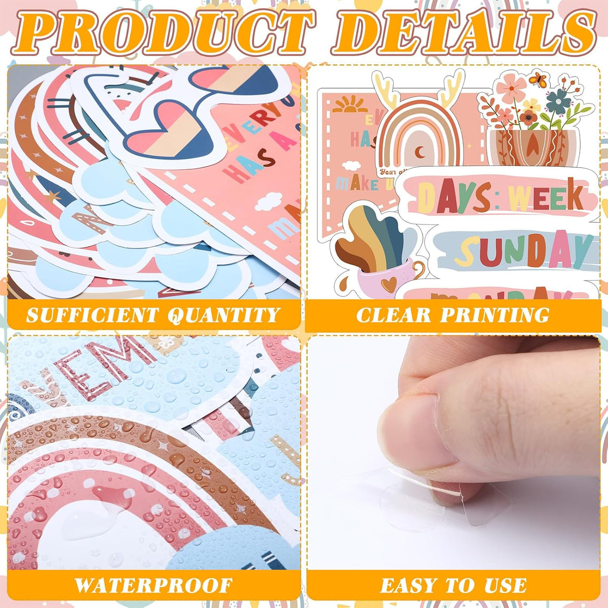 SATINIOR 85 Pcs Boho Calendar Bulletin Board Set Rainbow Classroom ...