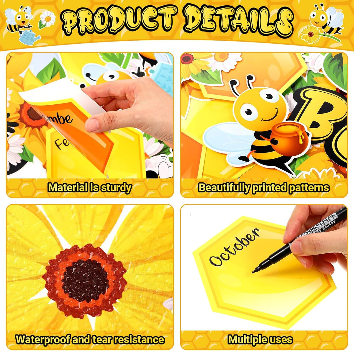 Bee Bulletin Board Set Decorations Summer Bee Sunflower Tree Honey Back ...