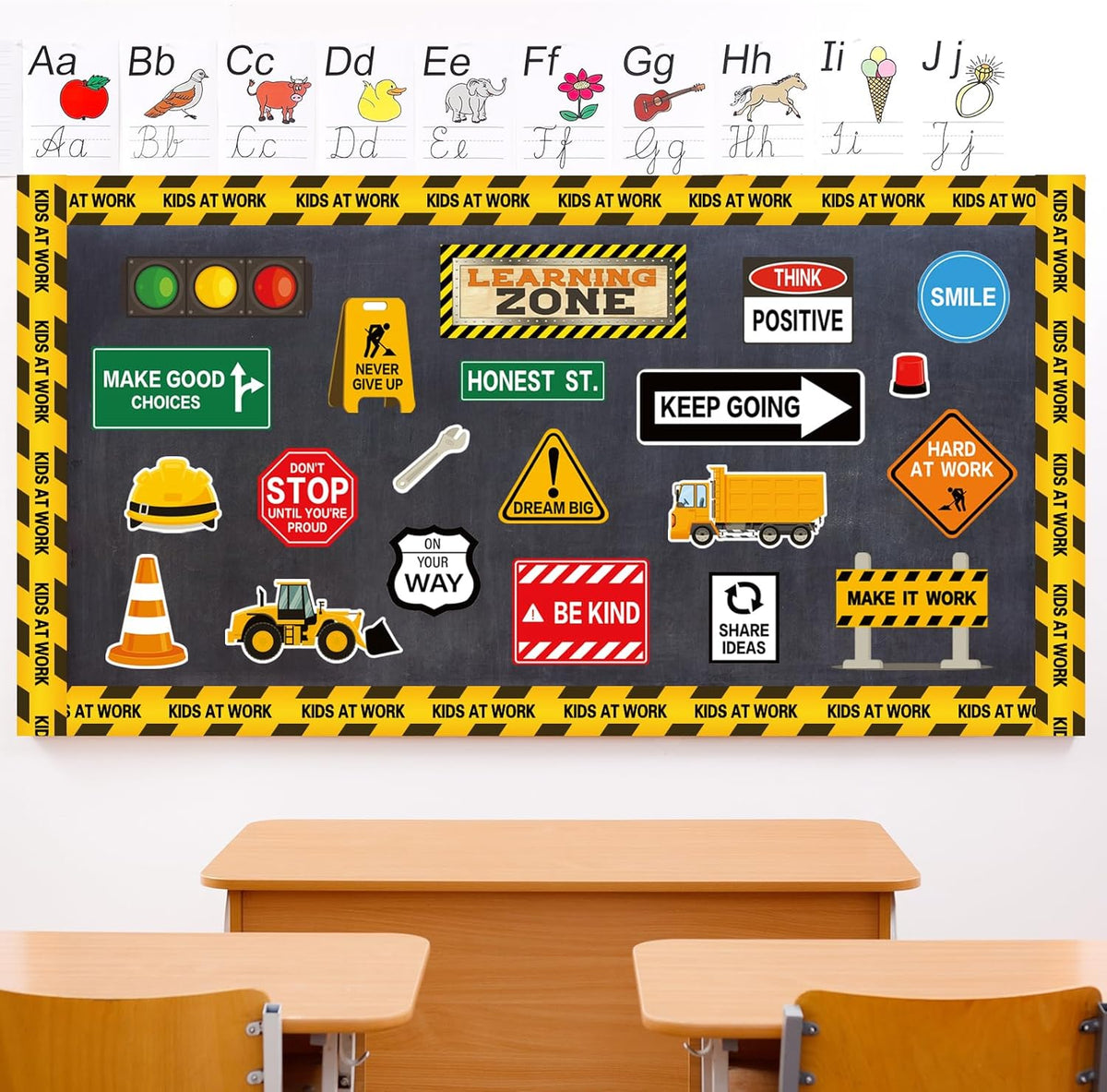 Whaline Construction Bulletin Board Set with Glue Points Positive ...