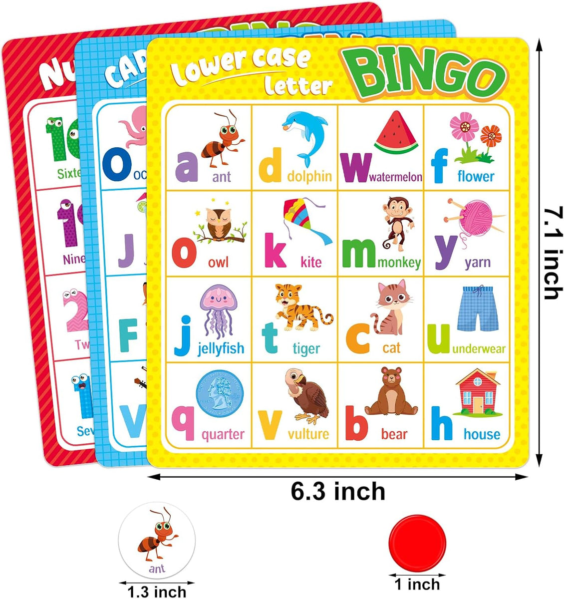 OUNENO Alphabet Bingo Game, ABC and 123 Bingo Board Game Uppercase ...