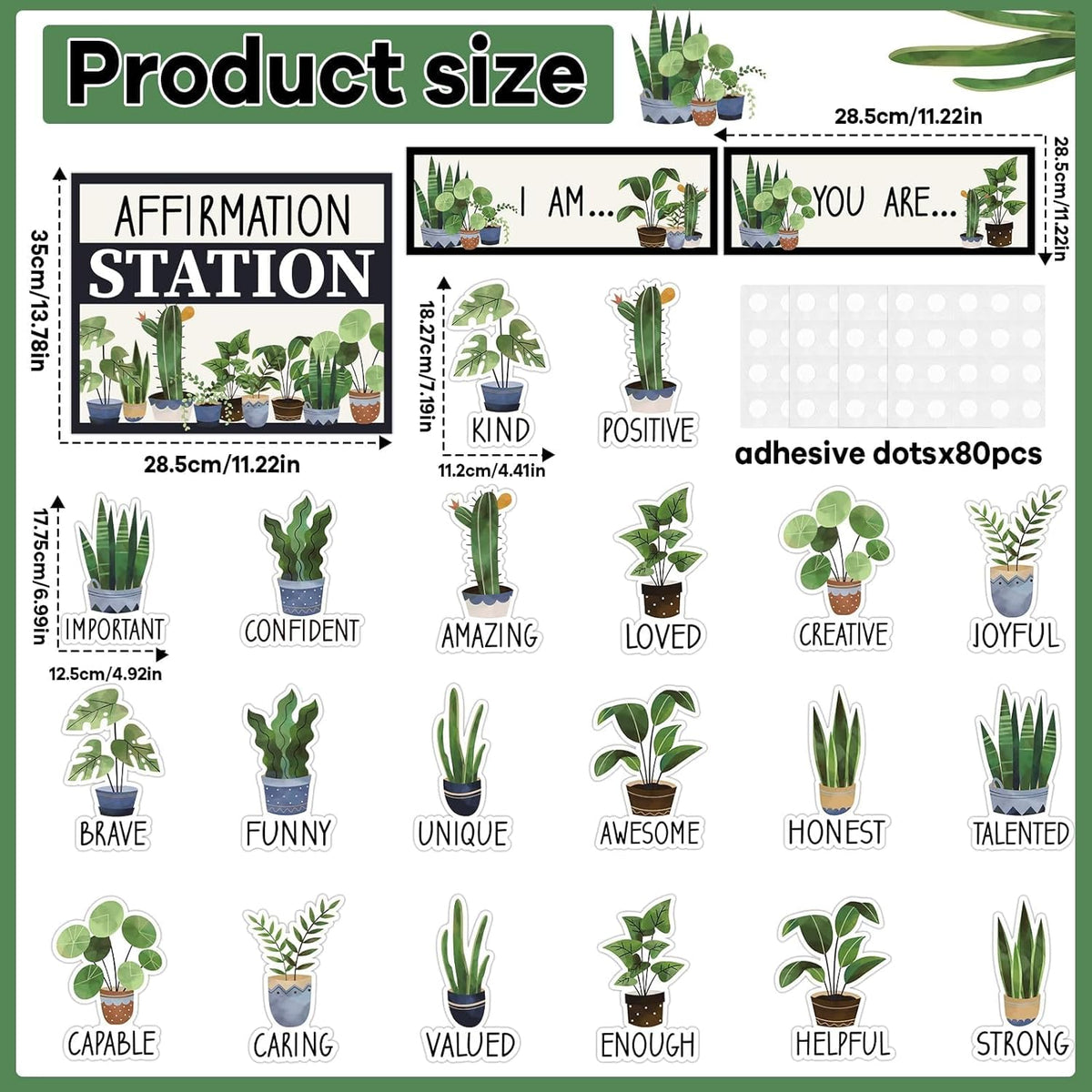 Boho Affirmation Station Bulletin Board Set Boho Plant Bulletin Board ...