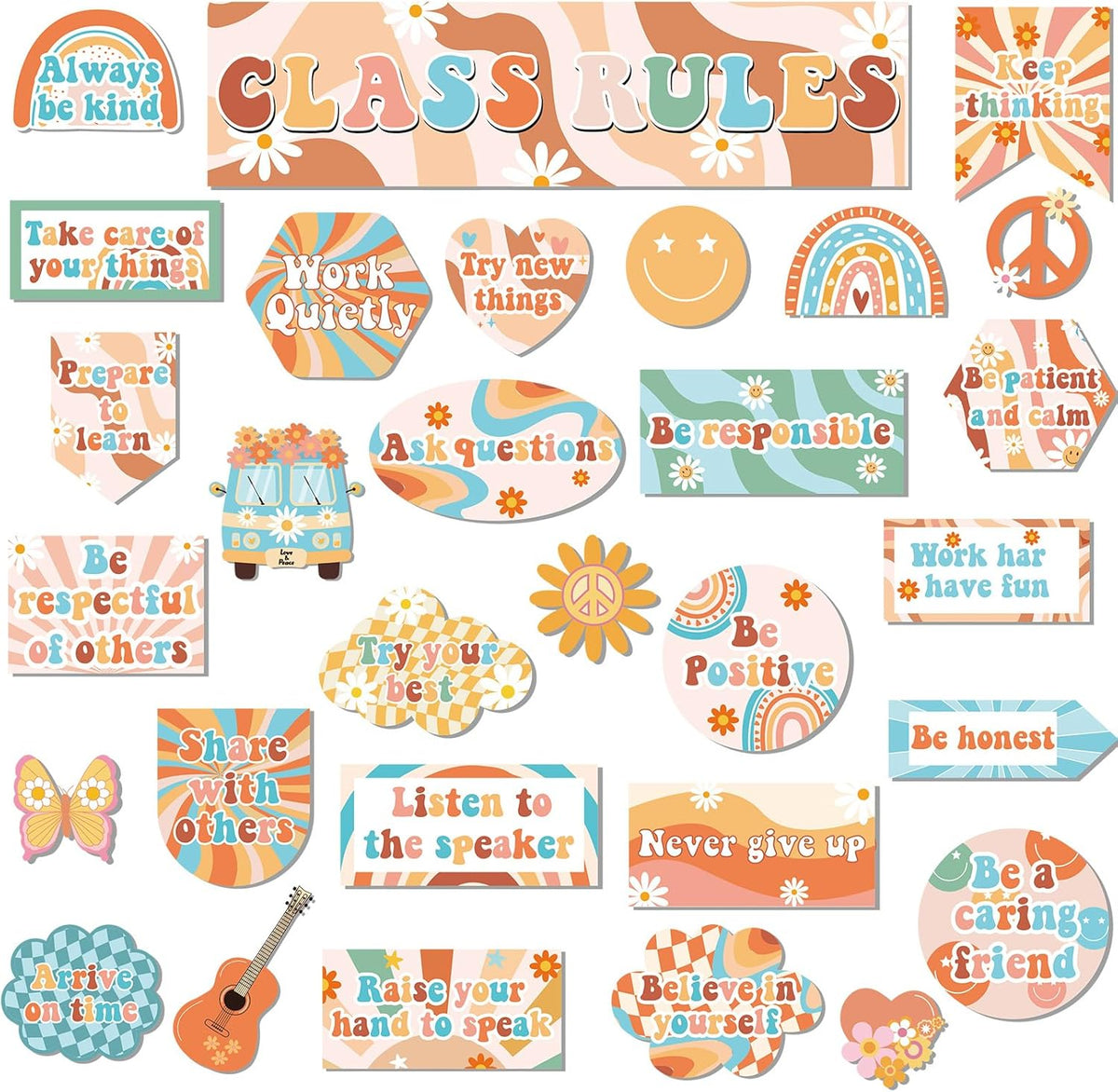 Class Rules Bulletin Board Decorations Groovy Classroom Rules ...
