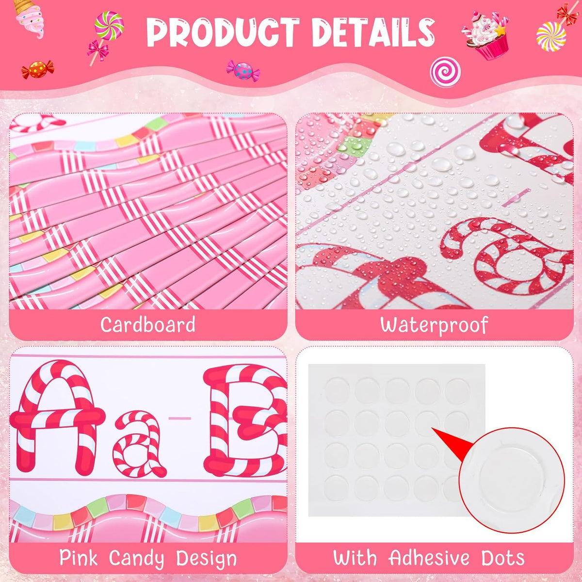 Outus 12 Pcs Candy Alphabet Bulletin Board Set Candyland Letter Cutout ...