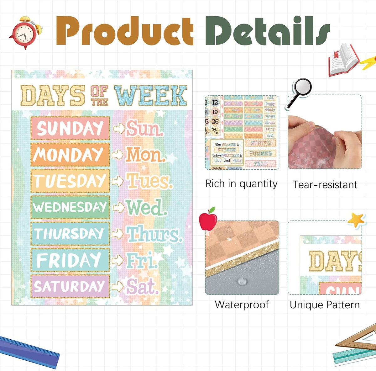 162 Pcs Pastel Checkerboard Classroom Calendar Bulletin Board Set for ...