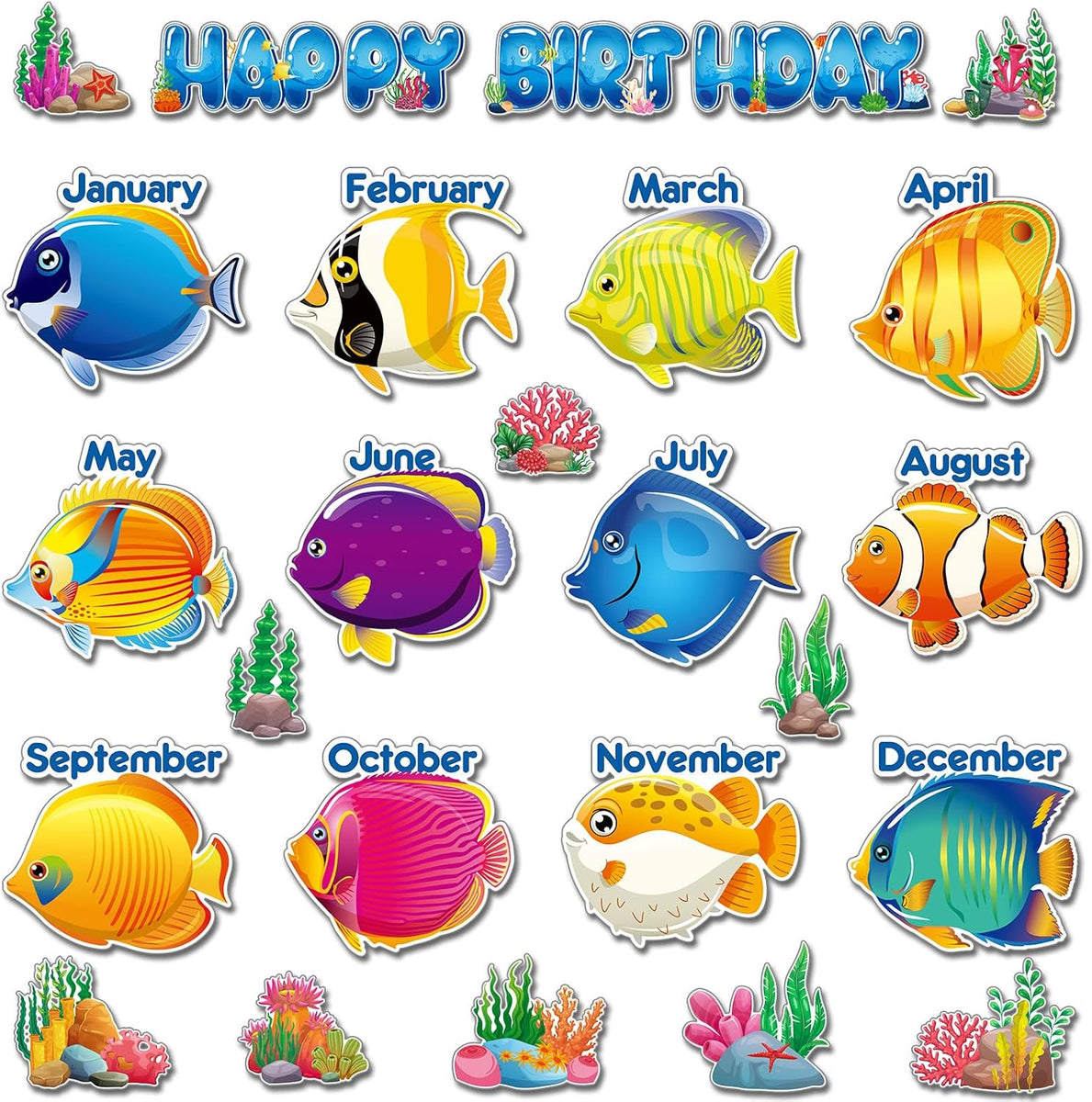 Under The Sea Birthday Bulletin Board Set Ocean Theme Classroom ...
