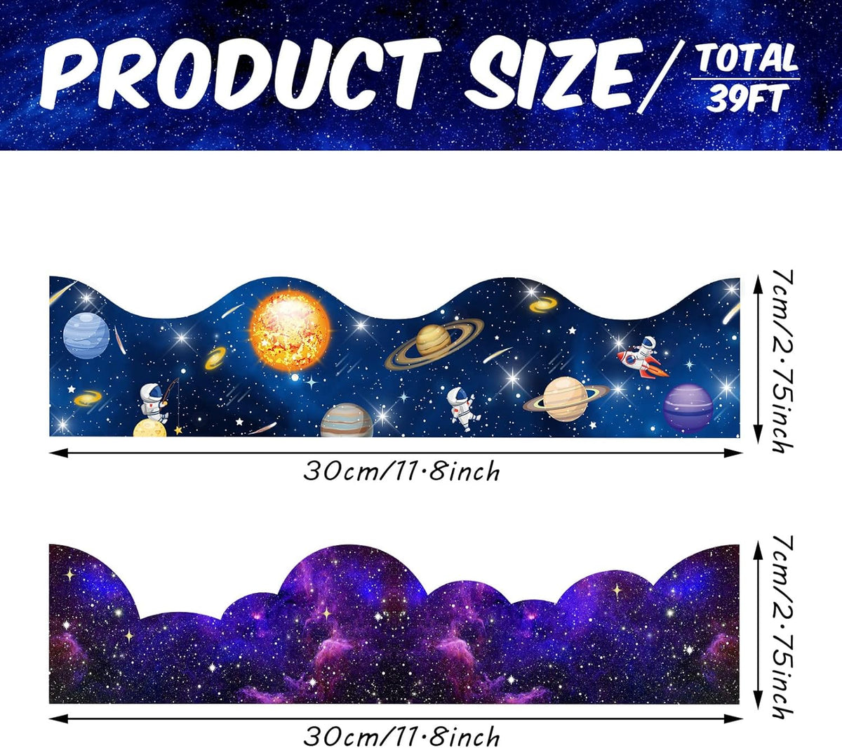 Galaxy Scalloped Borders Outer Space Straight Borders Trim Night Sky ...