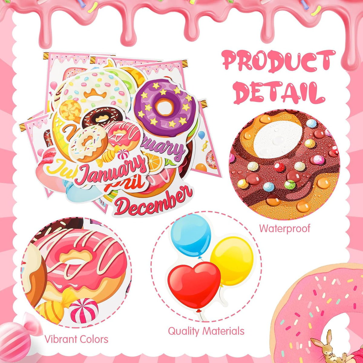 61 Pcs Happy Birthday Bulletin Board Set Donuts Theme Birthday ...