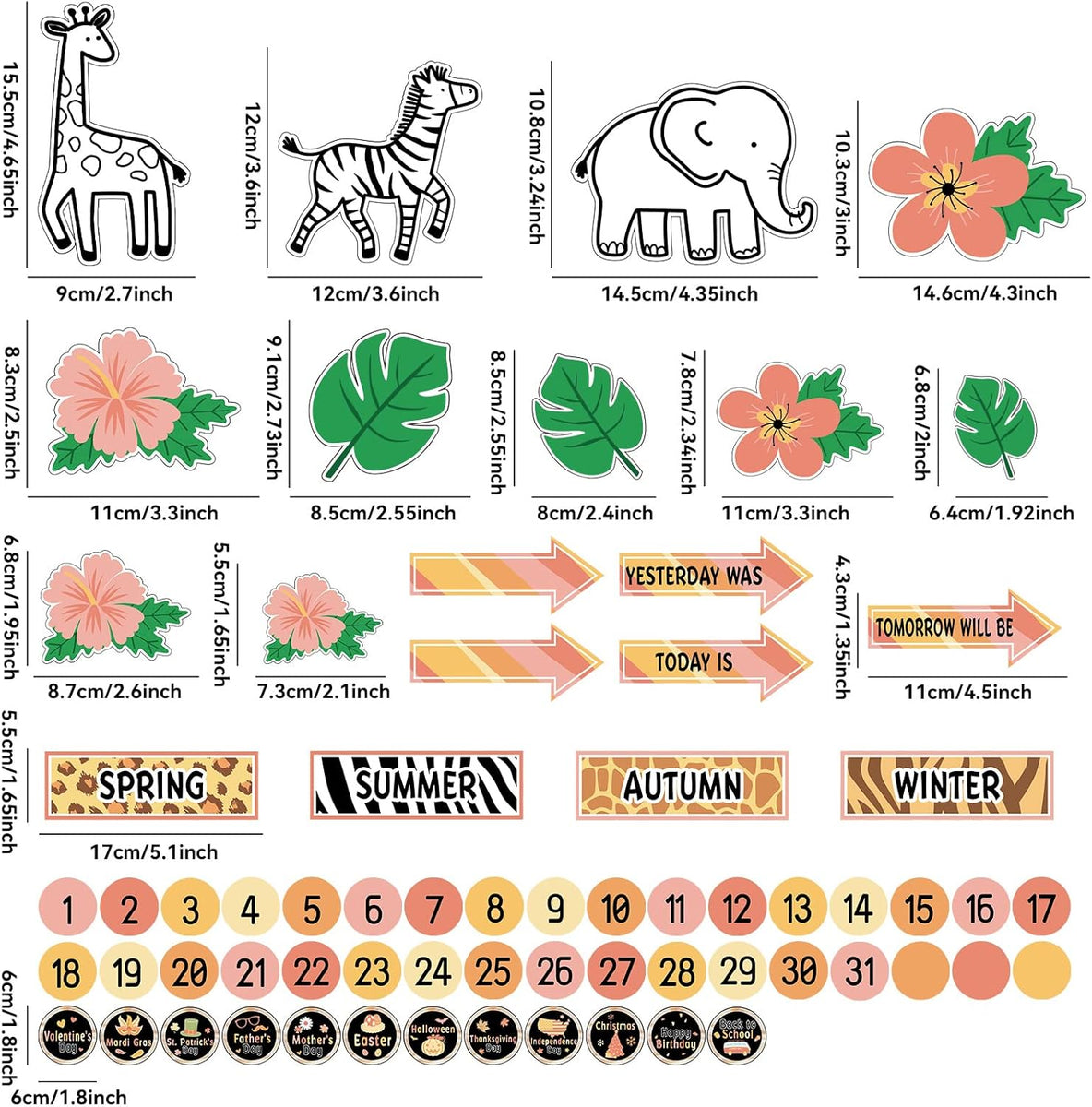 Safari Jungle Animal Calendar Bulletin Board Set Simply CTP Bulletin ...
