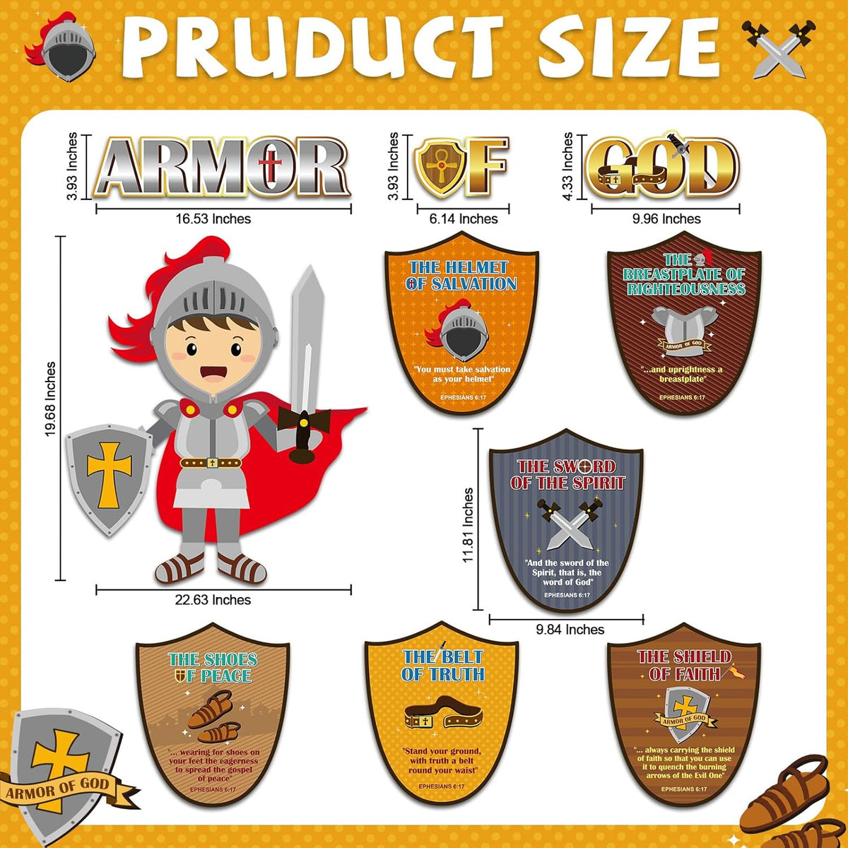gisgfim Armor of God Bulletin Board Decorations Christian Bible Verse ...