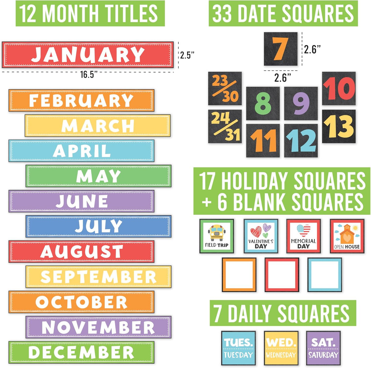 Colorful Classroom Calendar Set Bulletin Board Sets For Teachers ...