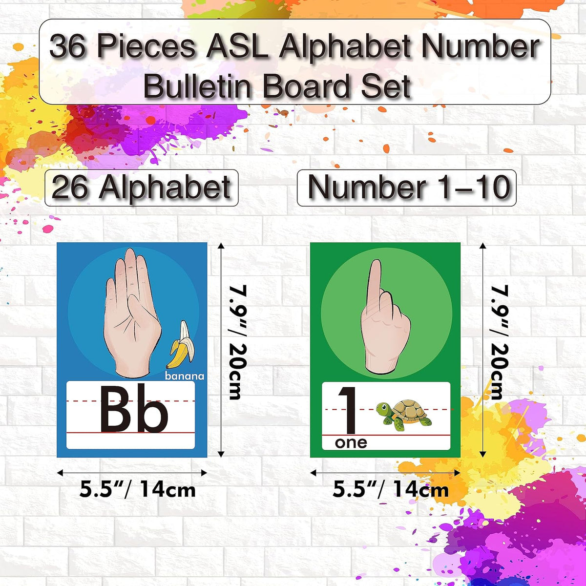36 Pieces ASL Alphabet Line Bulletin Board Set ABC Number Sign Language ...