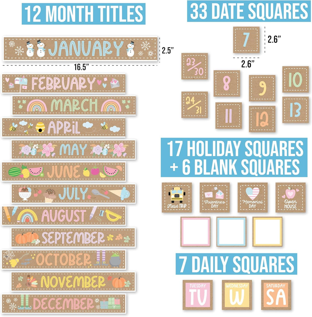 Rustic Classroom Calendar Set Bulletin Board - Bulletin Board Calendar ...