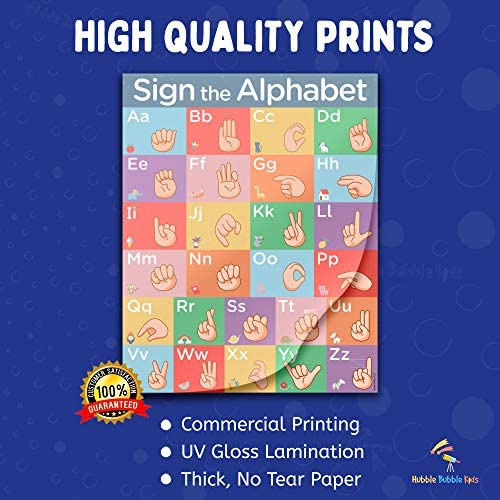 Sign Language Posters for Classroom - 3 Pack ASL Alphabet Poster, Numb ...