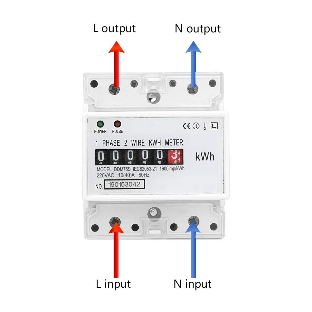 Single Phase Two Wire Energy Meter 4P LED Din Rail Electricity Power ...