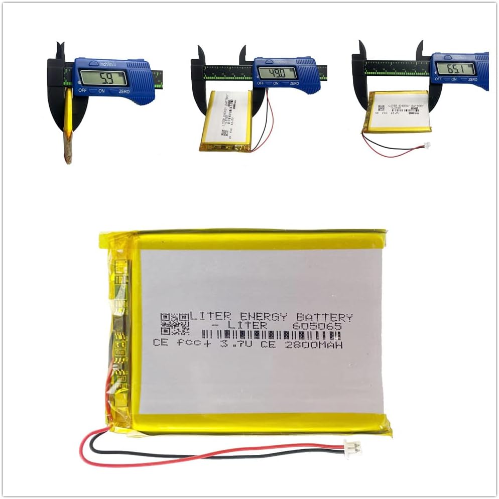 Liter 3.7V 605065 2800mAh Lipo Battery Rechargeable Lithium Polymer ion ...