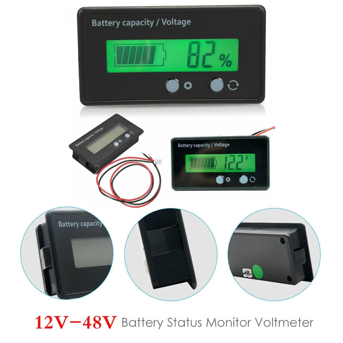 12V 24V 36V 48V Battery Indicator Battery Capacity Voltage Tester ...