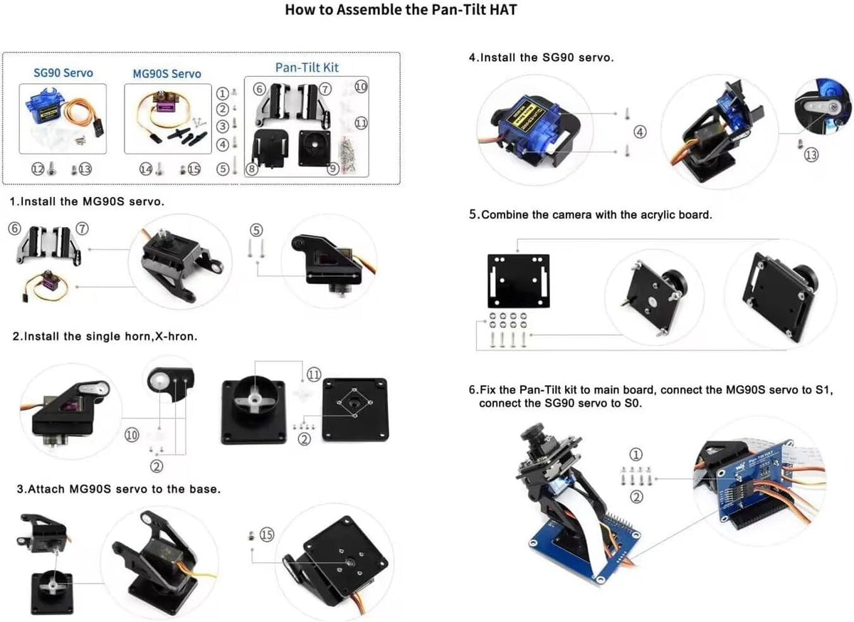 2 Pack Pan Tilt Camera Servo Horns Mount Bracket Platform Anti ...