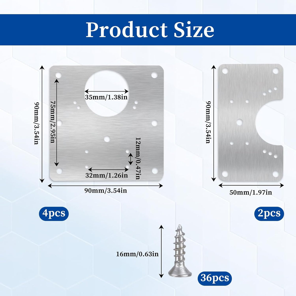 6 PCS Hinge Repair Kit Plate for Cabinet Hinges Repair Fixing Plates ...