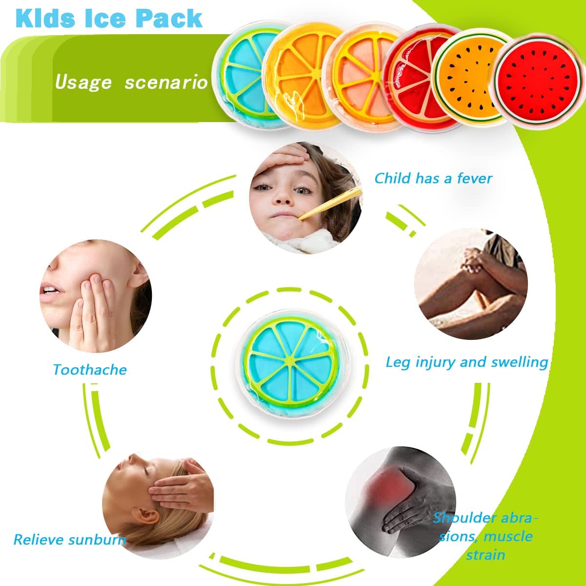 Kids Ice Pack, Hot or Cold Pack Gel Cooling Pad, Reusable for Injuries ...