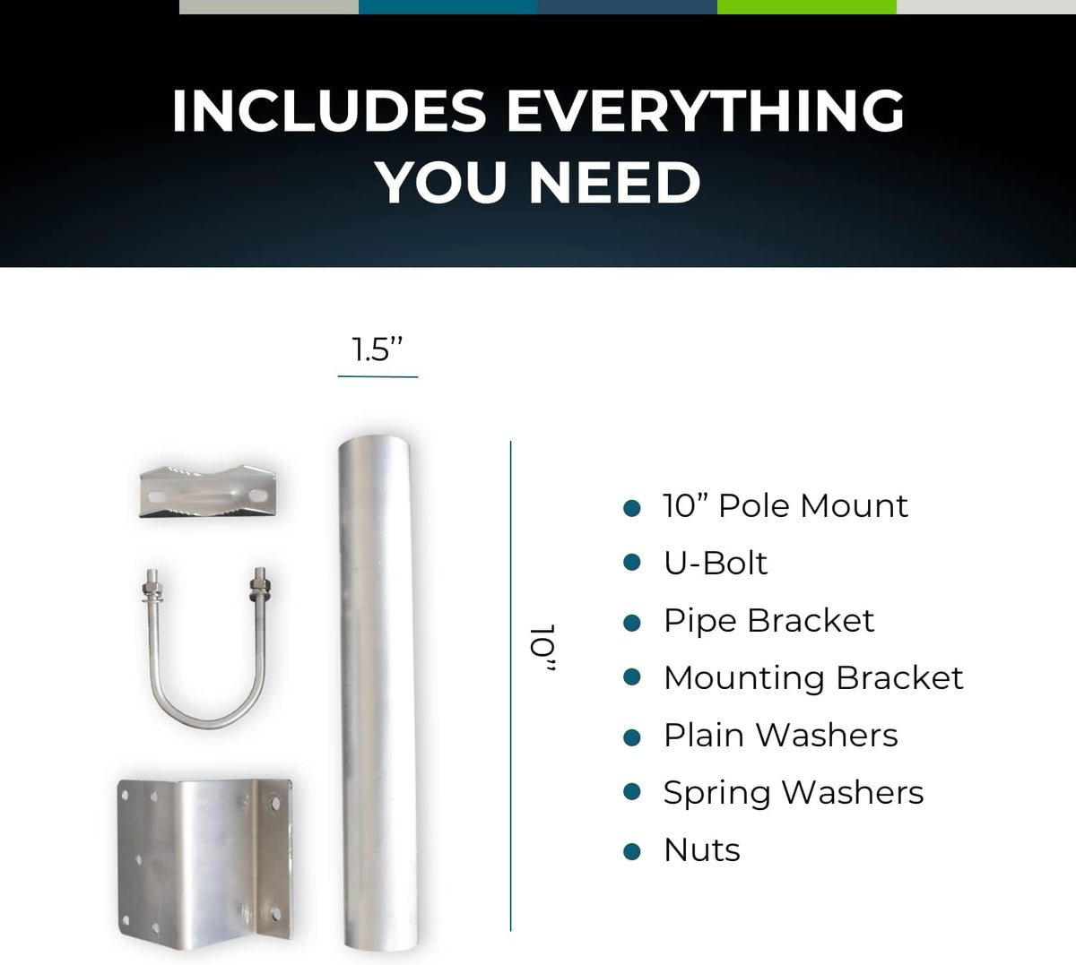 10” Inch Pole Mount Accessory for Outside Antenna(Signal Booster ...