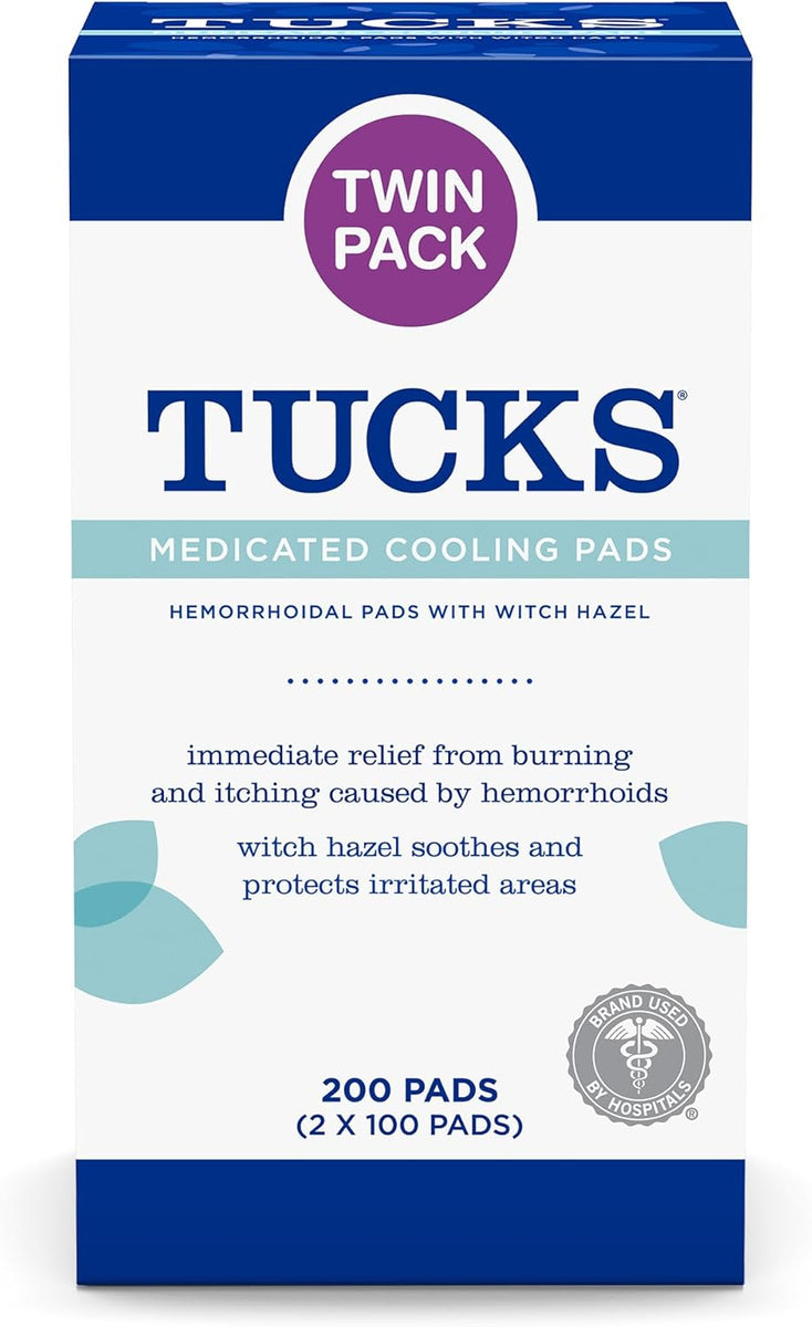 TUCKS Medicated Cooling Pads, 200 Count - Witch Hazel Pads for ...
