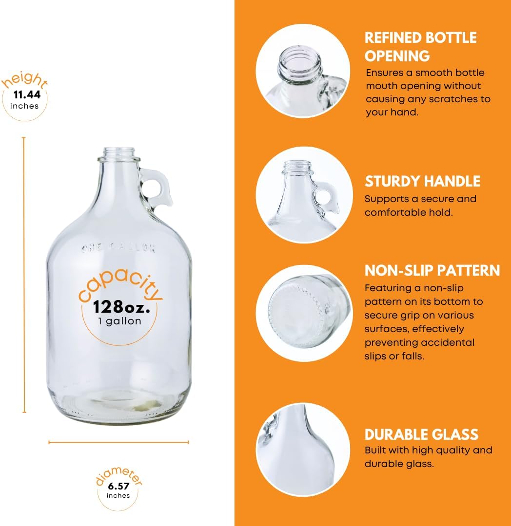 FastRack 1 Gallon Glass Jug with #6 Rubber Bungs & Twin Bubble Airlock ...