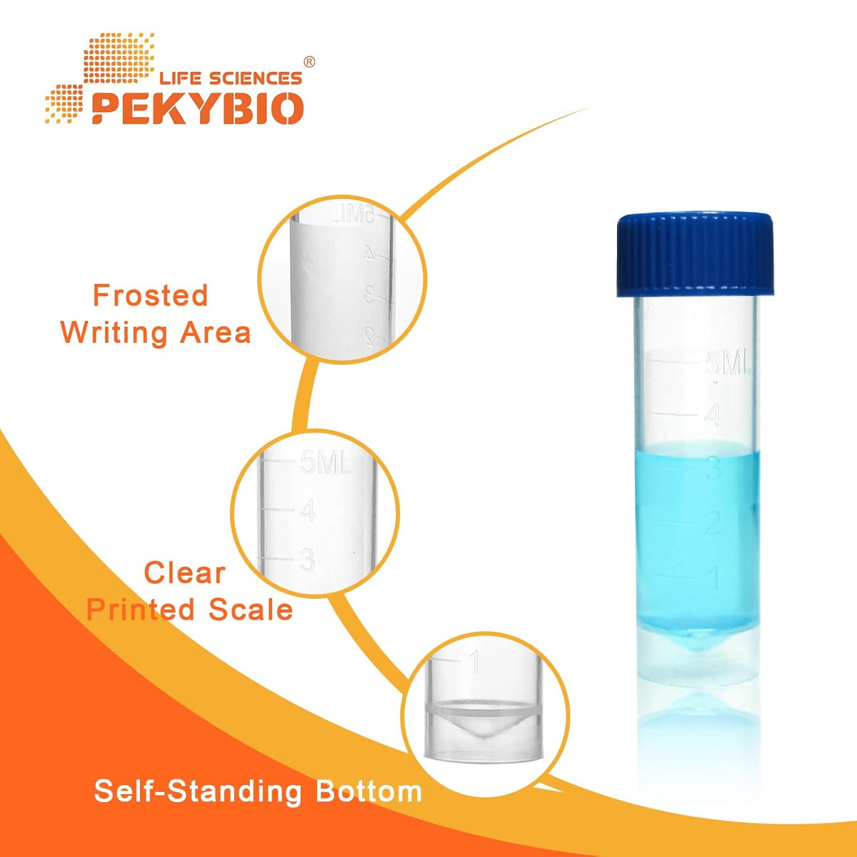Sterile Plastic Graduated Test Tubes 5ml Sample Storage Container with ...