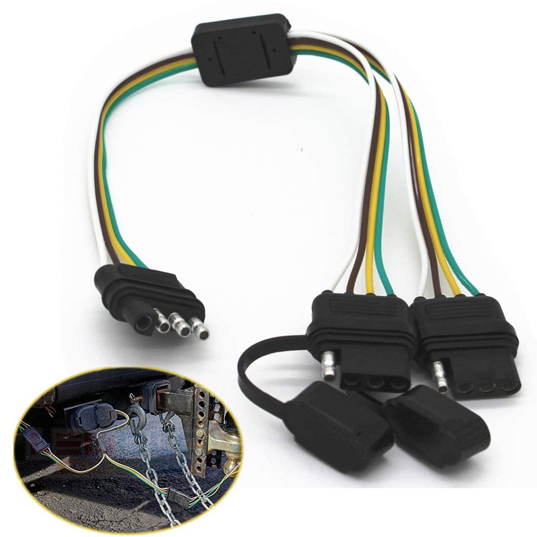4 Way Y-Splitter Plug Universal for Tailgate Light Bar and Trailer ...