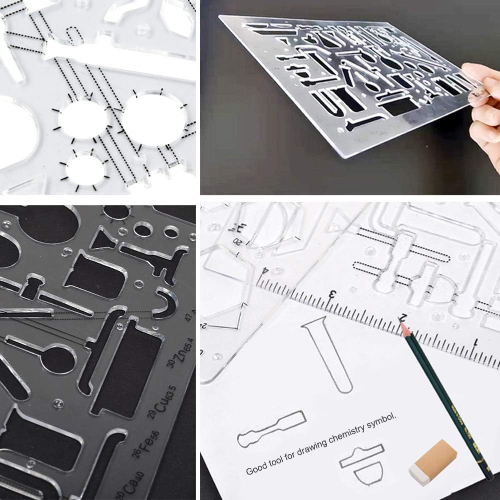 ZYHW Organic Chemistry Stencil Drawing Drafting Template Clear Plastic ...