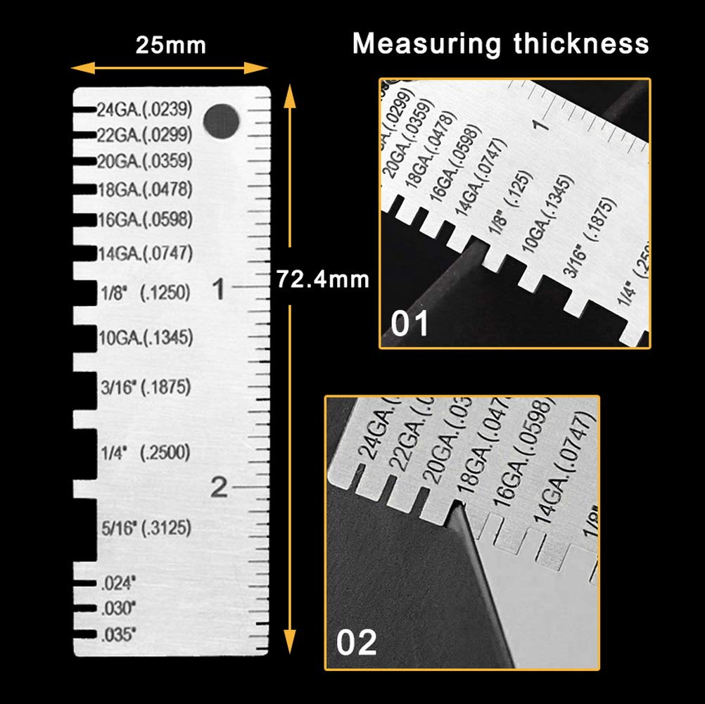 2 Pcs Stainless Steel Thickness Gauges Wire Gauge Measuring Tool, Metal ...