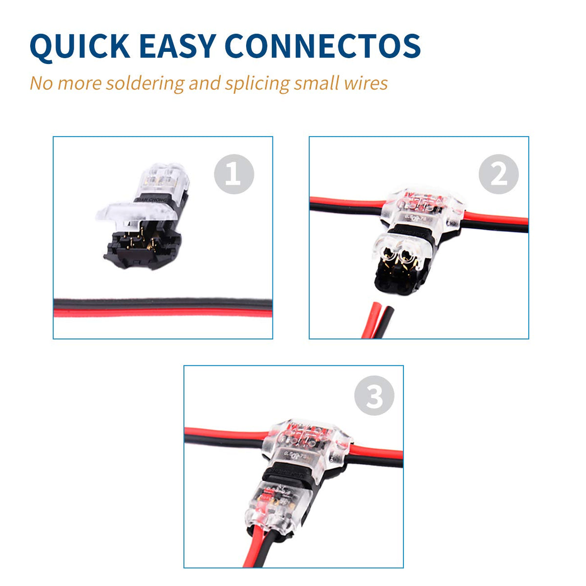 Low Voltage Wire Connector, Quick Solderless Wire Splice Connector, 16 ...