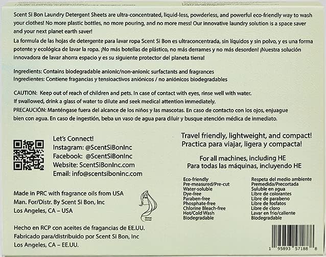 Luxury Scented Laundry Detergent Sheets, 60 Loads, Le Vert Scent ...