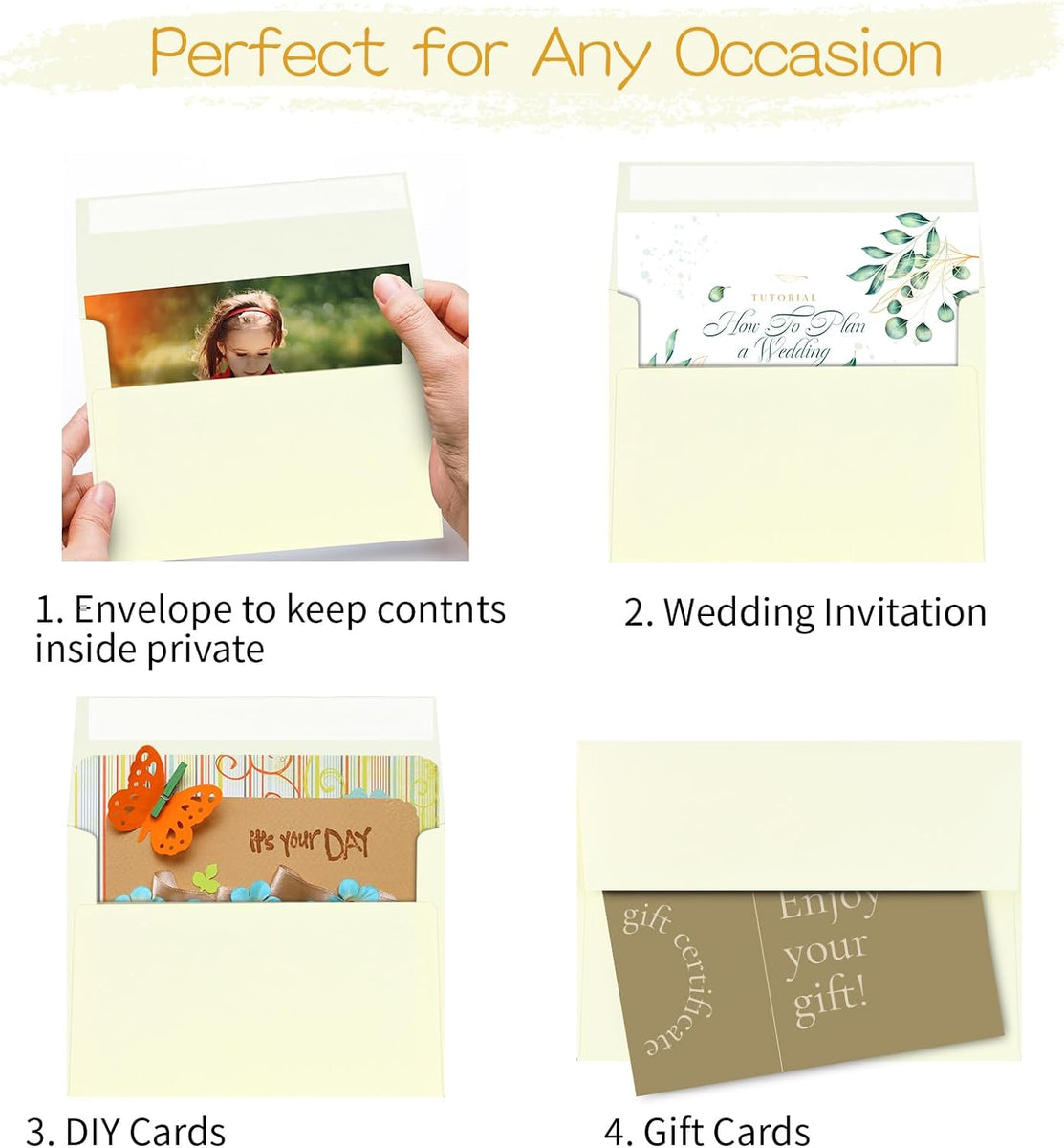 50 Pack 5x7 Envelopes for Invitations,5x7 Envelopes,A7 Envelopes Ivory ...