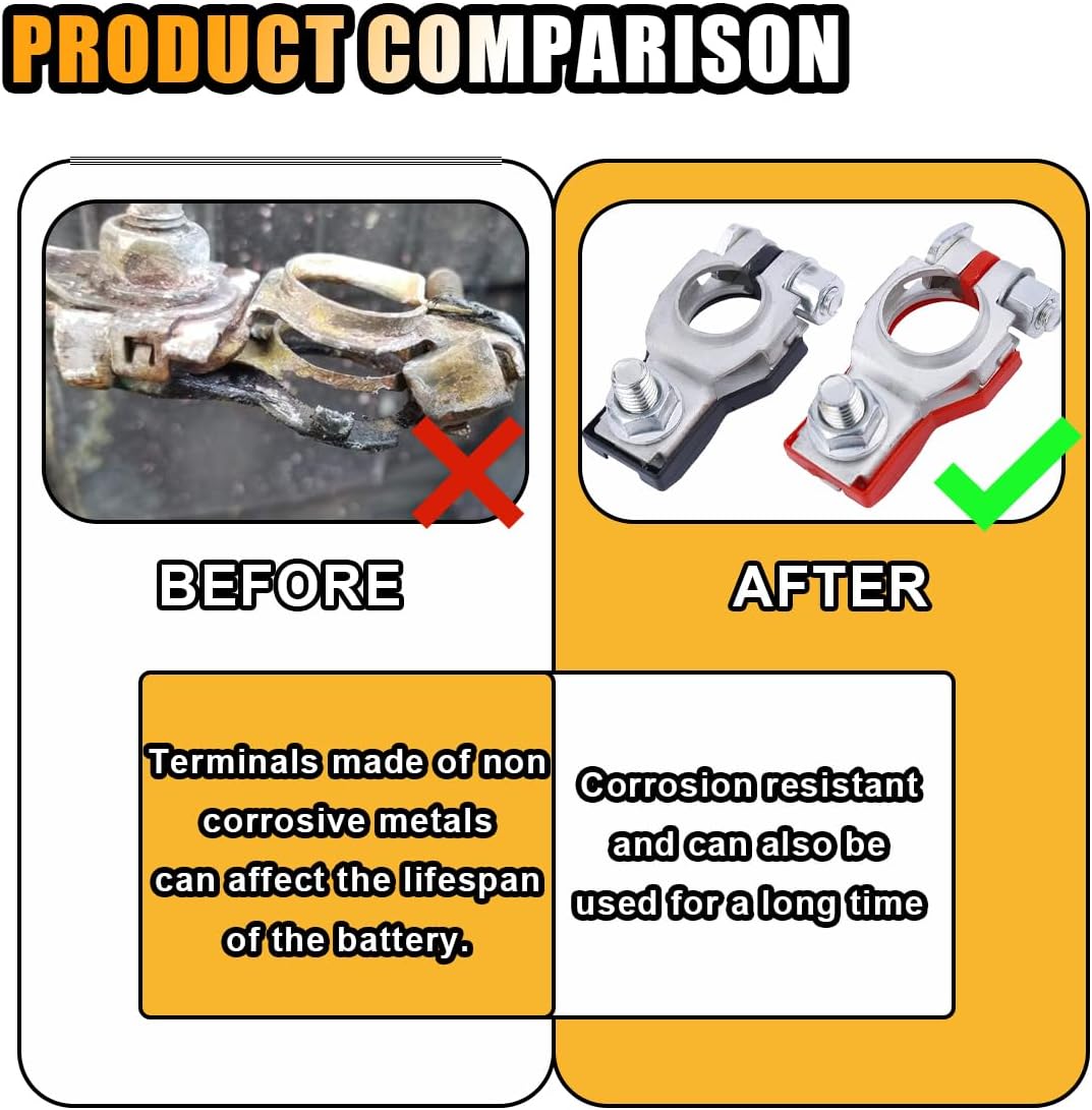 Battery Terminal Connector, Positive and Negative 1 Pair Battery ...