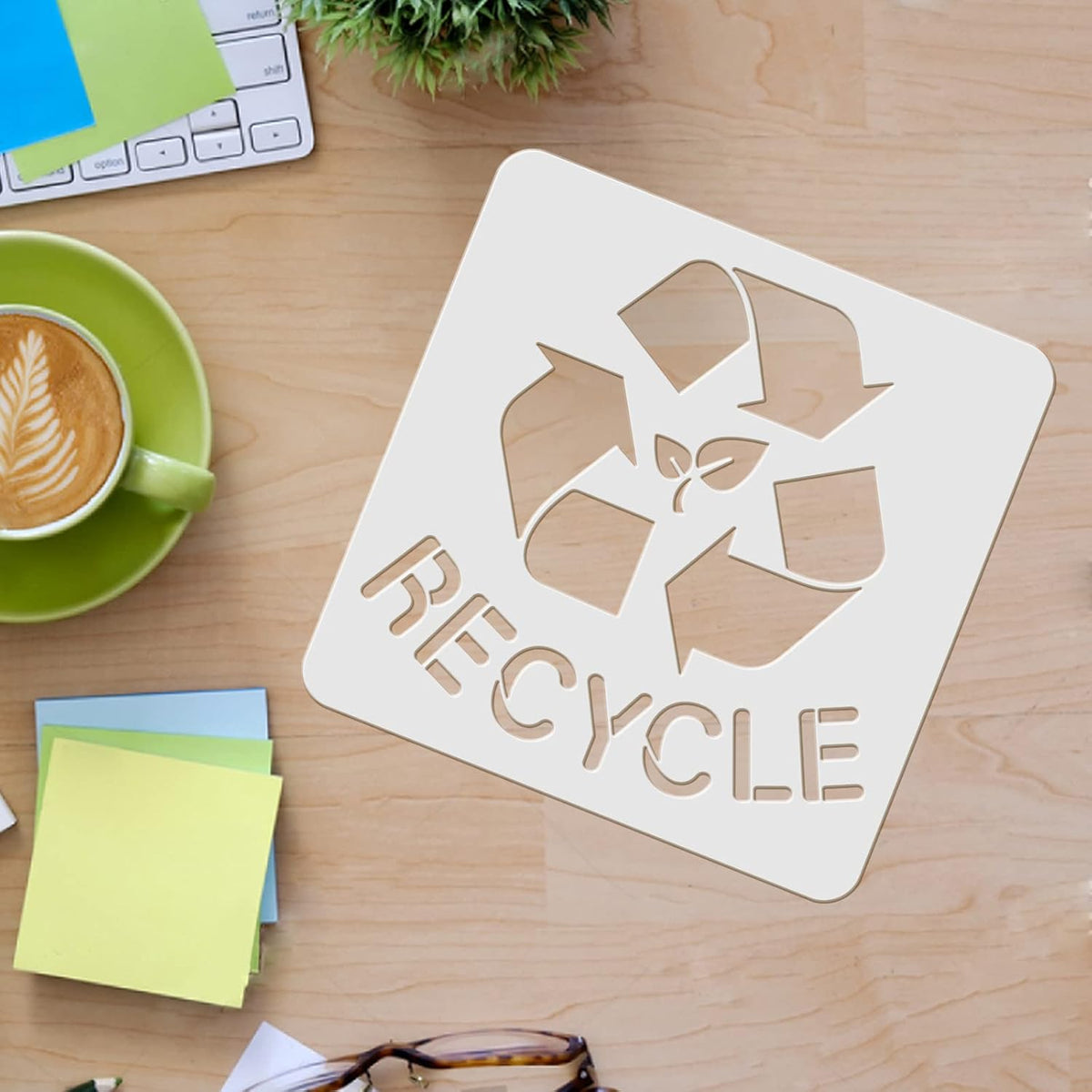FINGERINSPIRE Recycle Logo Stencil 11.8x11.8 inch Recycle with Text ...