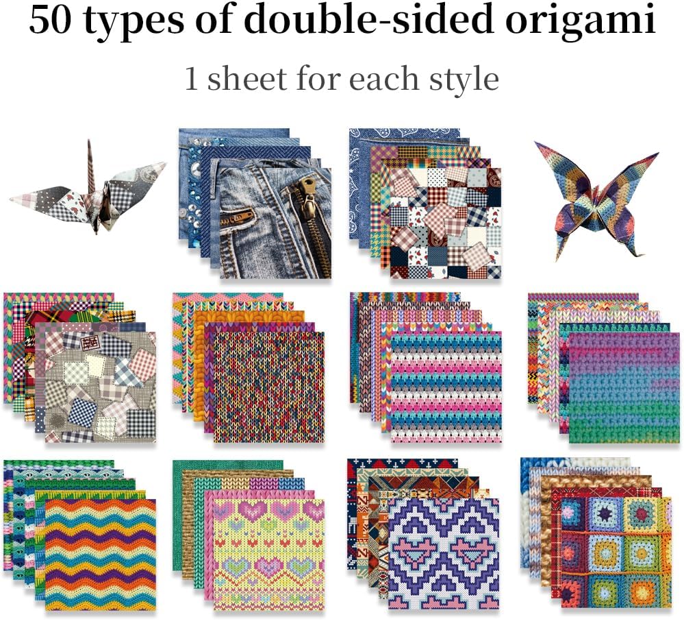 Square Origami Paper 6x6 Double Sided 50 Sheets 50 Colors 70GSM Origami ...