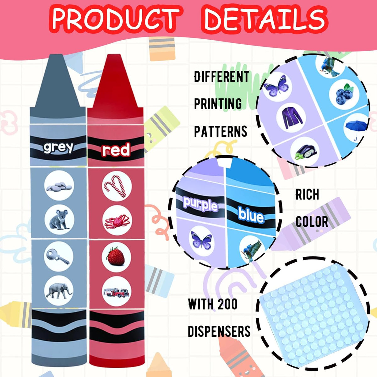 34.7 Inch Jumbo Crayon Colors Recognition Bulletin Board Colour ...